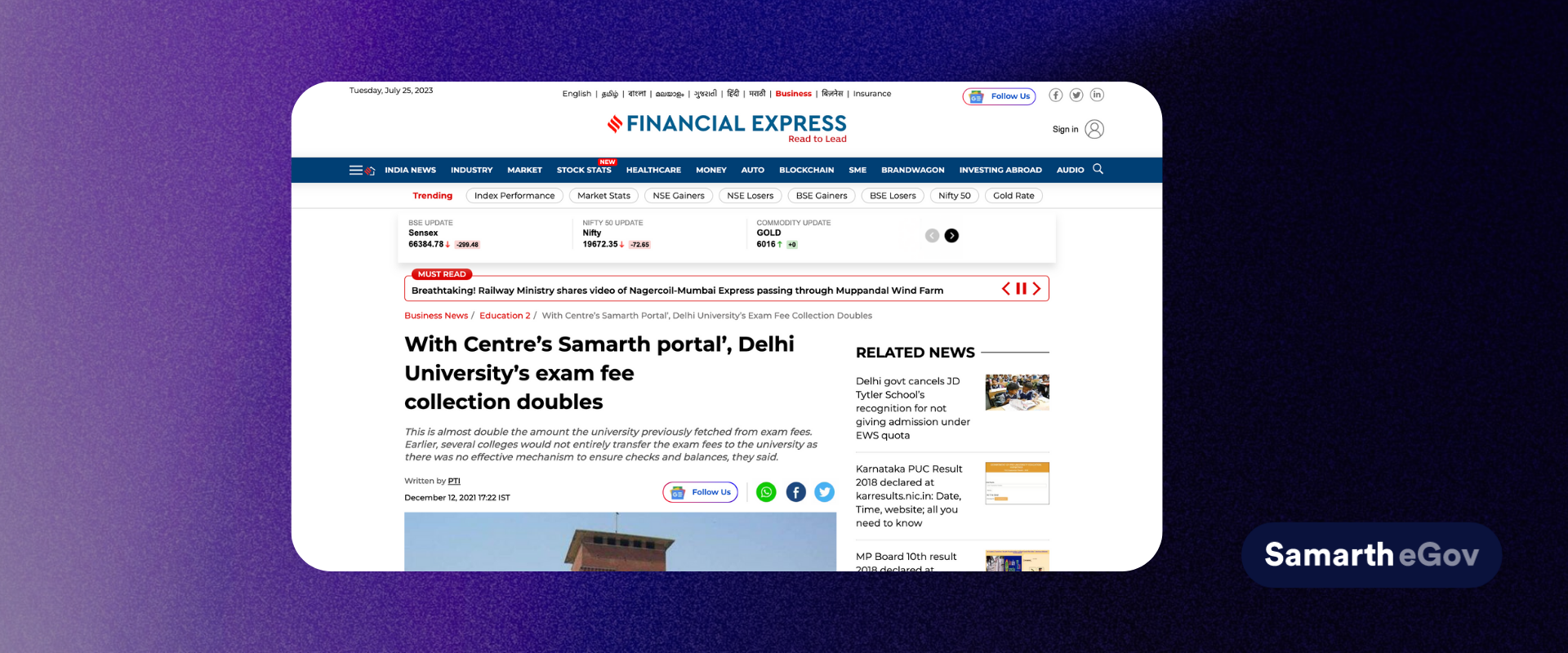 With Centre's Samarth portal, Delhi University's exam fee collection doubles: Financial Express ...